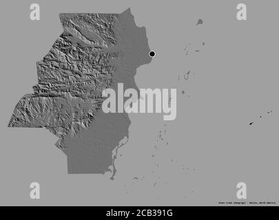 Stann Creek, district of Belize. Solid color shape. Locations and names of major cities of the ...