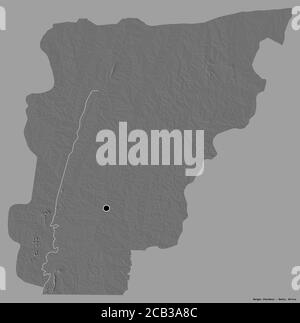 Borgou, department of Benin. Bilevel elevation map with lakes and ...
