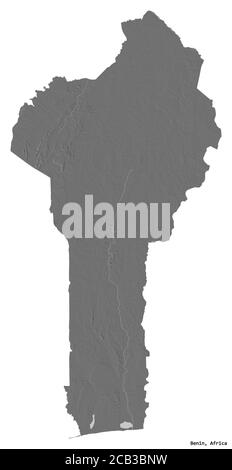 Shape of Benin with its capital isolated on a solid color background ...