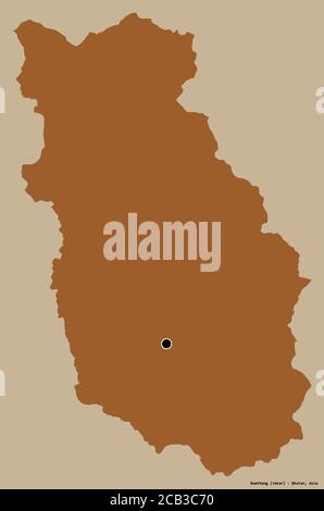 Bumthang, district of Bhutan. Solid color shape. Locations of major ...