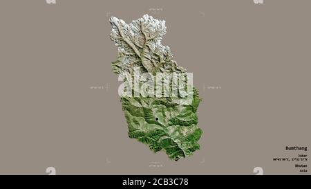 Area of Bumthang, district of Bhutan, isolated on a solid background in ...