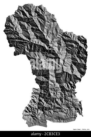 Dagana, district of Bhutan. Bilevel elevation map with lakes and rivers ...