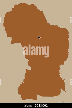 Dagana, district of Bhutan. Solid color shape. Locations of major ...