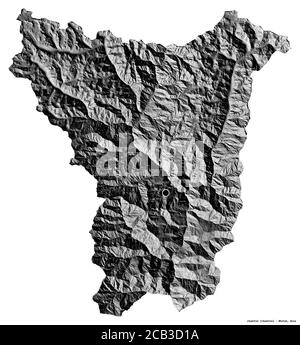 Lhuentse, district of Bhutan. Bilevel elevation map with lakes and ...