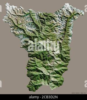 Lhuentse, district of Bhutan. Solid color shape. Locations and names of ...