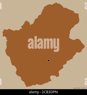 Punakha, district of Bhutan. Solid color shape. Locations and names of ...