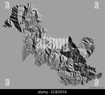 Samtse, district of Bhutan. Bilevel elevation map with lakes and rivers ...