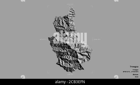 Area of Trongsa, district of Bhutan, isolated on a solid background in ...
