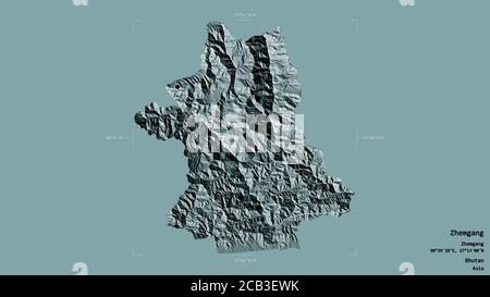 Area of Zhemgang, district of Bhutan, isolated on a solid background in ...
