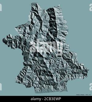 Zhemgang, district of Bhutan. Colored elevation map with lakes and ...