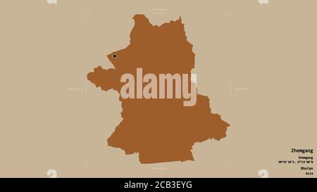 Area of Zhemgang, district of Bhutan, isolated on a solid background in ...
