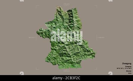 Area of Zhemgang, district of Bhutan, isolated on a solid background in ...