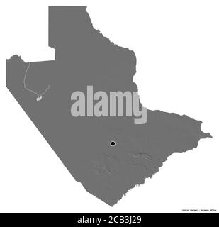 Central, district of Botswana. Bilevel elevation map with lakes and ...