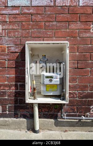 Gas meter box on house exterior Stock Photo - Alamy
