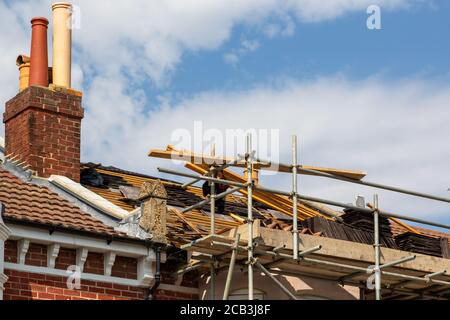 Wooden slats roof, architecture construction with sunlight streaming ...
