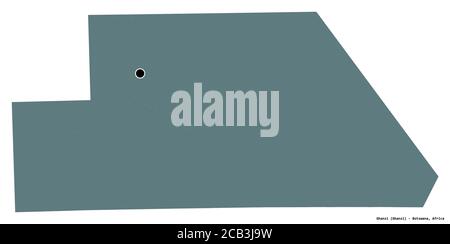 Shape of Ghanzi, district of Botswana, with its capital isolated on ...