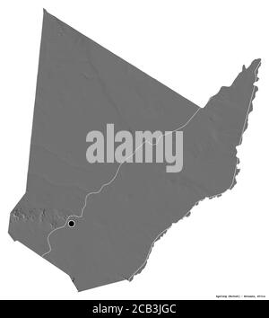 Kgatleng, district of Botswana. Elevation map colored in sepia tones ...