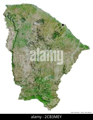 Shape of Ceará, state of Brazil, with its capital isolated on white ...