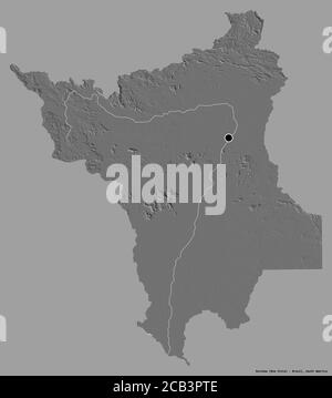 Roraima, state of Brazil. Bilevel elevation map with lakes and rivers Stock Photo - Alamy