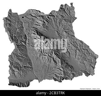 Blagoevgrad, province of Bulgaria. Bilevel elevation map with lakes and ...