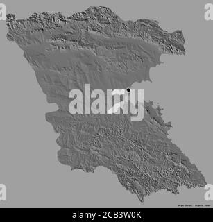 Burgas, province of Bulgaria. Bilevel elevation map with lakes and ...