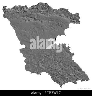Burgas, province of Bulgaria. Bilevel elevation map with lakes and ...