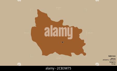 Area of Gabrovo, province of Bulgaria, isolated on a solid background ...