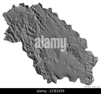 Pernik, province of Bulgaria. Bilevel elevation map with lakes and ...