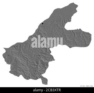 Ruse, province of Bulgaria. Elevation map colored in sepia tones with ...