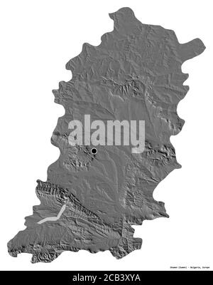 Shumen, province of Bulgaria. Bilevel elevation map with lakes and ...