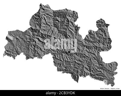 Smolyan, province of Bulgaria. Bilevel elevation map with lakes and ...