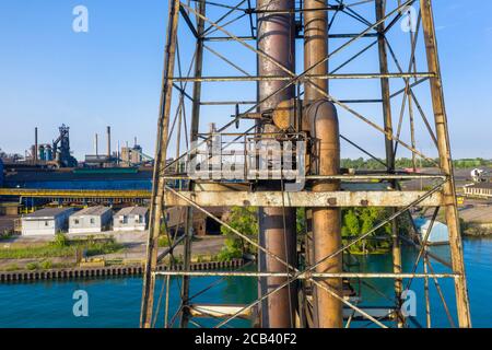 Steel Mill, Zug Island, Detroit River, Ship, Detroit, Michigan Stock ...