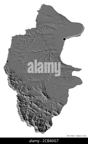 Vidin, province of Bulgaria. Bilevel elevation map with lakes and ...