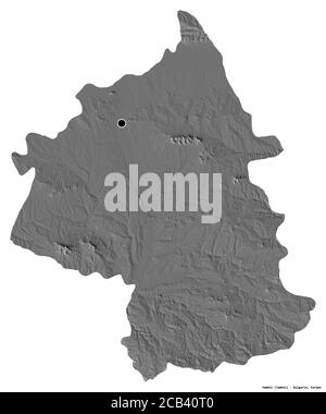 Yambol, province of Bulgaria. Bilevel elevation map with lakes and ...