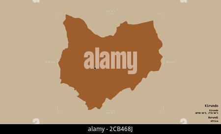 Area of Kirundo, province of Burundi, isolated on a solid background in ...
