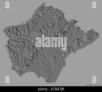 Ruyigi, province of Burundi. Bilevel elevation map with lakes and ...