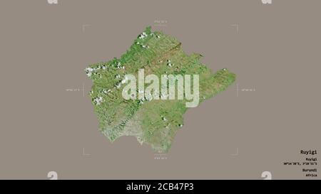 Area of Ruyigi, province of Burundi, isolated on a solid background in ...