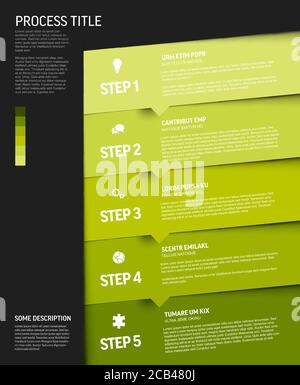 Vector five diagonal steps progress template with big arrows and ...
