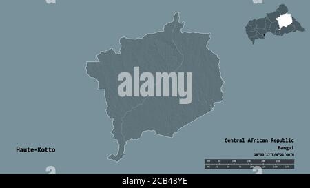 Haute-Kotto, prefecture of Central African Republic. Elevation map ...
