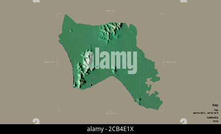 Area of Kep, province of Cambodia, isolated on a solid background in a ...
