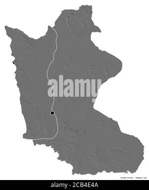 Kracheh, province of Cambodia. Bilevel elevation map with lakes and ...