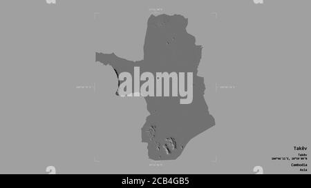 Area of Takêv, province of Cambodia, isolated on a solid background in ...