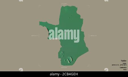 Area of Takêv, province of Cambodia, isolated on a solid background in ...