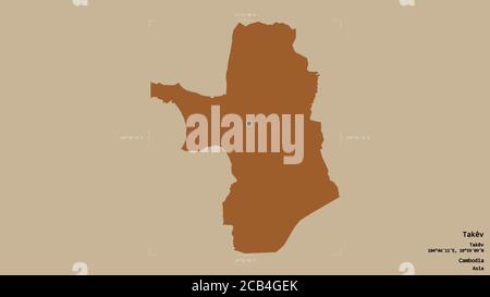 Area of Takêv, province of Cambodia, isolated on a solid background in ...