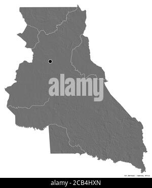 Est, region of Cameroon. Bilevel elevation map with lakes and rivers ...