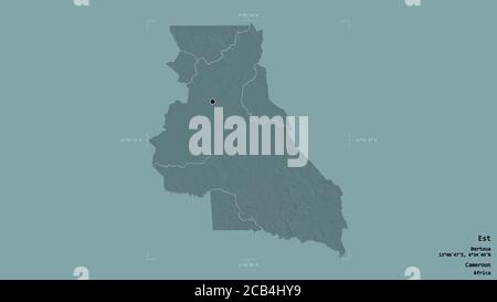 Area of Est, region of Cameroon, isolated on a solid background in a ...