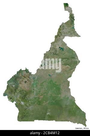 Shape of Cameroon with its capital isolated on a solid color background ...
