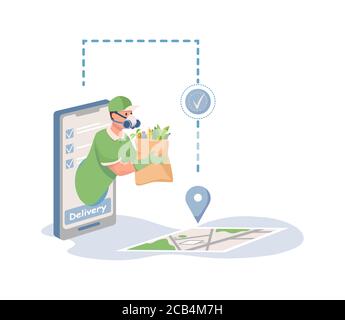 man food delivery bag cartoon vector illustration Stock Vector Image ...