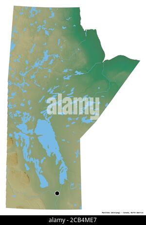 Shape of Manitoba, province of Canada, with its capital isolated on ...