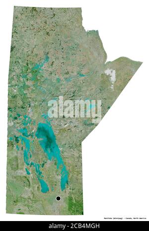 Shape of Manitoba, province of Canada, with its capital isolated on ...
